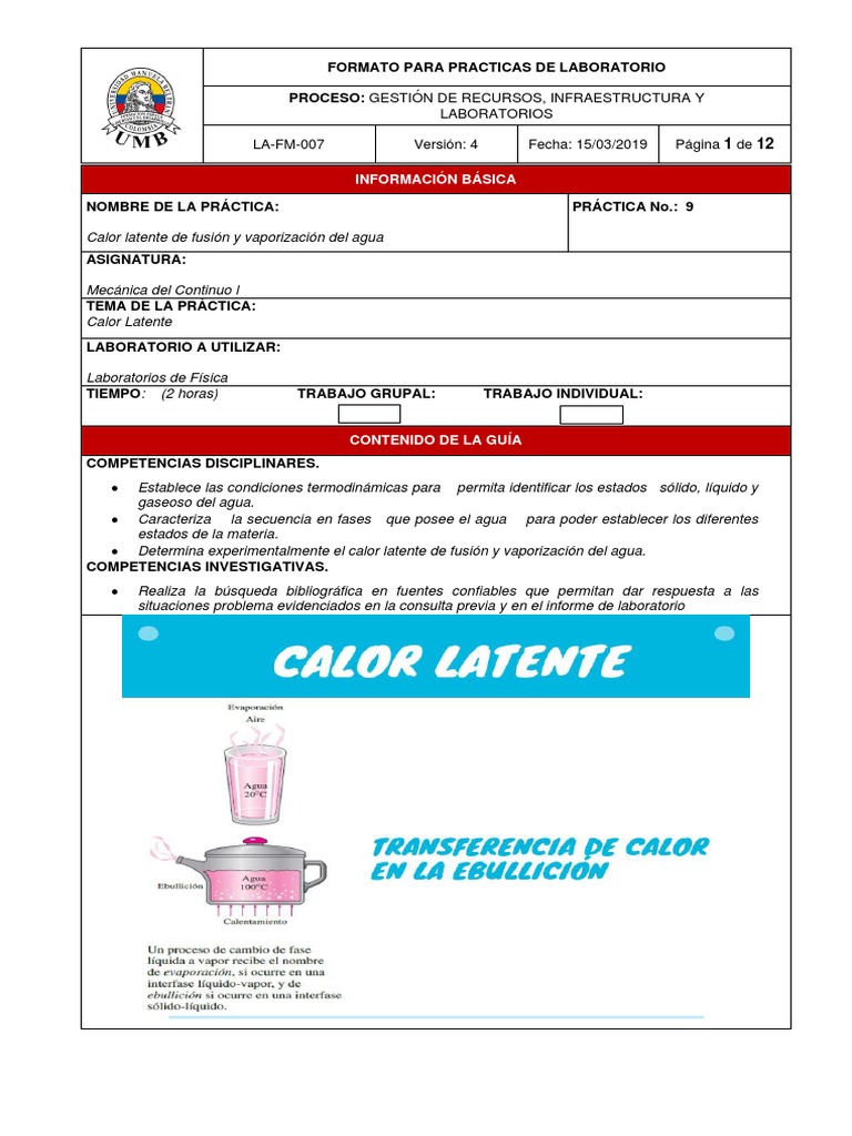 Calor Latente: Fusión y Vaporización | PDF | Fase (materia) | Calor