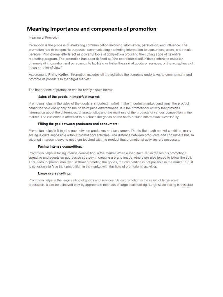 Meaning Importance and Components of Promotion | PDF | Career & Growth ...