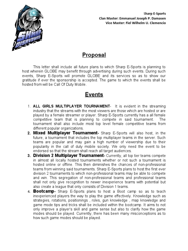 Sharp E-Sports Proposal for Call of Duty Mobile Esports Events and Sponsorship Opportunities for ...