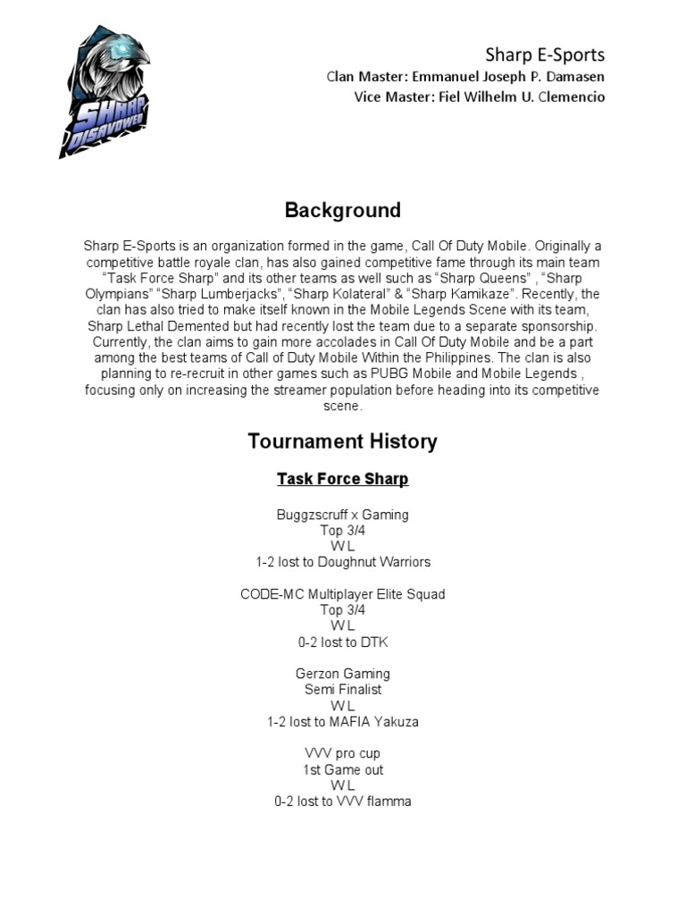 Sharp E-Sports Draft | PDF | Gaming | Leisure