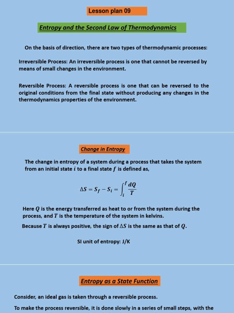 Entropy and The Second Law of Thermodynamics | Download Free PDF ...