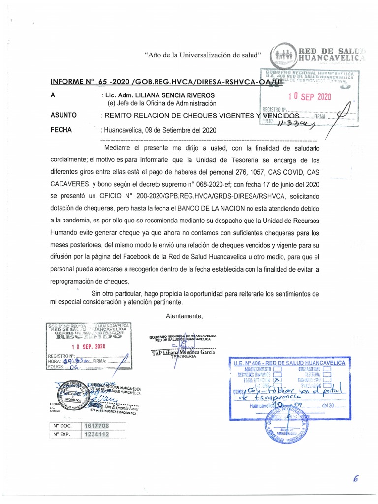 Relacion de Cheques Vigentes y Vencidos | PDF