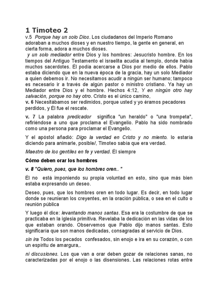1 Timoteo 2 | PDF | Oración | Pablo el apóstol