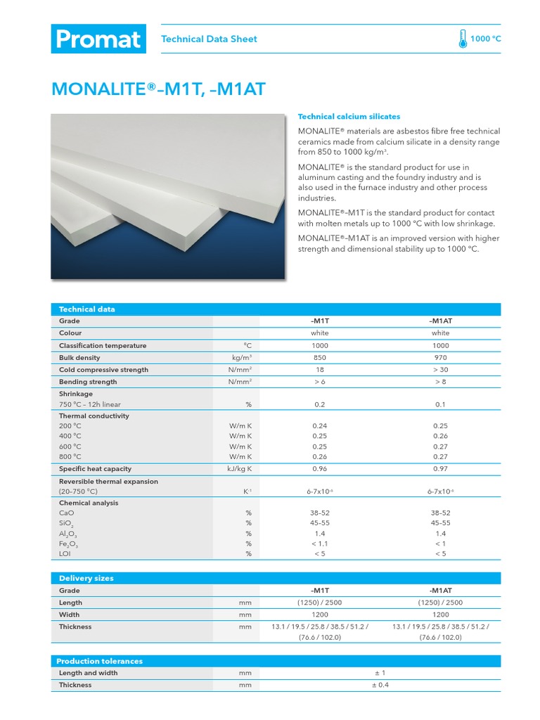 Monalite® - Technical Data Sheet - English | PDF | Casting ...