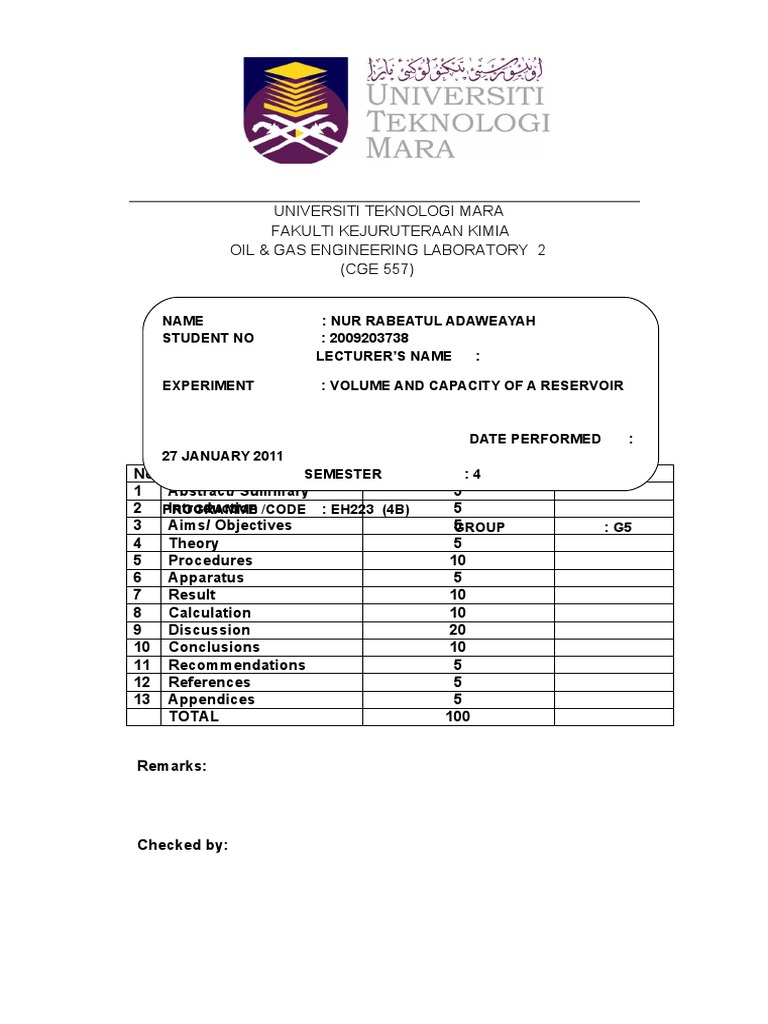 Oil & Gas Engineering Lab Report | PDF