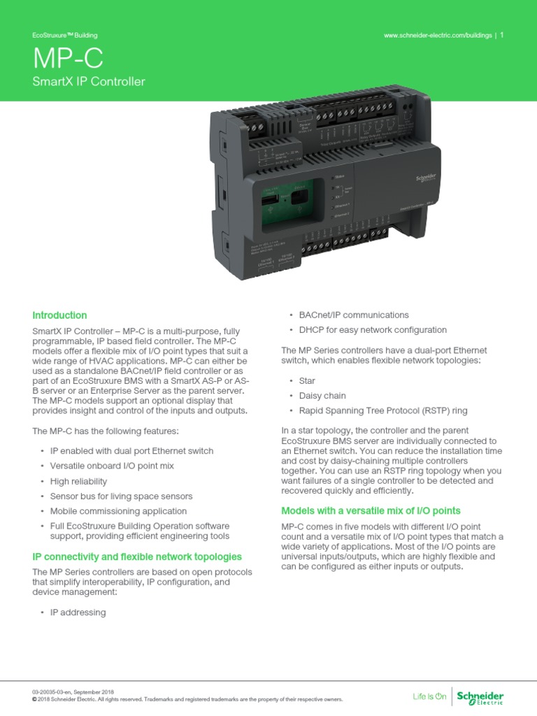 MP-C - SmartX IP Controller Specification Sheet | PDF | Relay | Network ...
