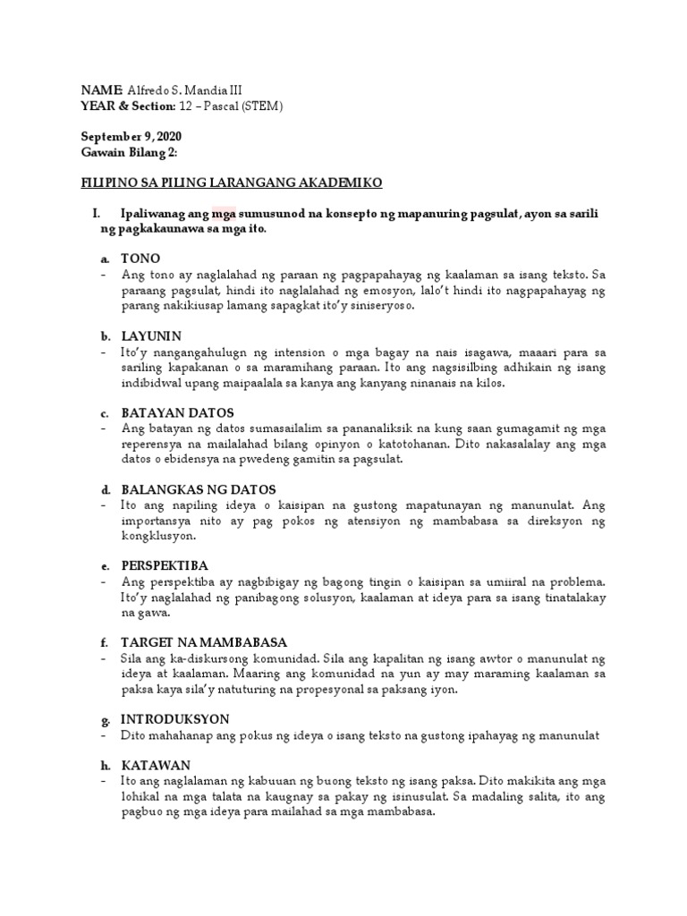 Filipino Sa Piling Larangan - Mapanuring Pagsulat - Mandia | PDF