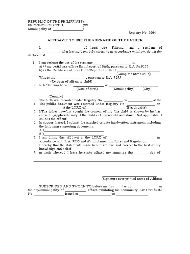 Civil Registrar Form | PDF | Affidavit | Birth Certificate