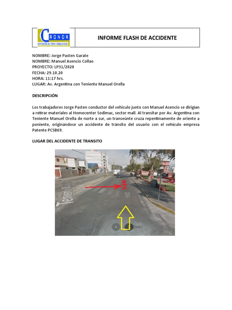 Informe Flash de Accidente de Trabajo Jorge Pasten. | PDF | Derecho