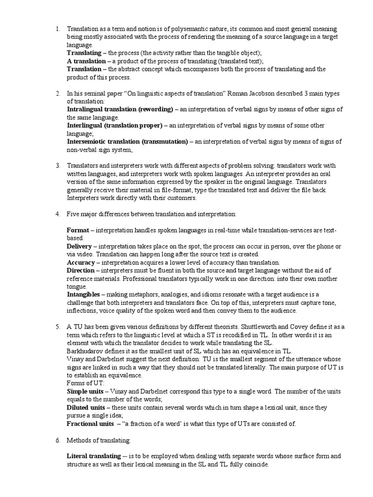 Understanding Translation Types and Methods | PDF | Word | Translations