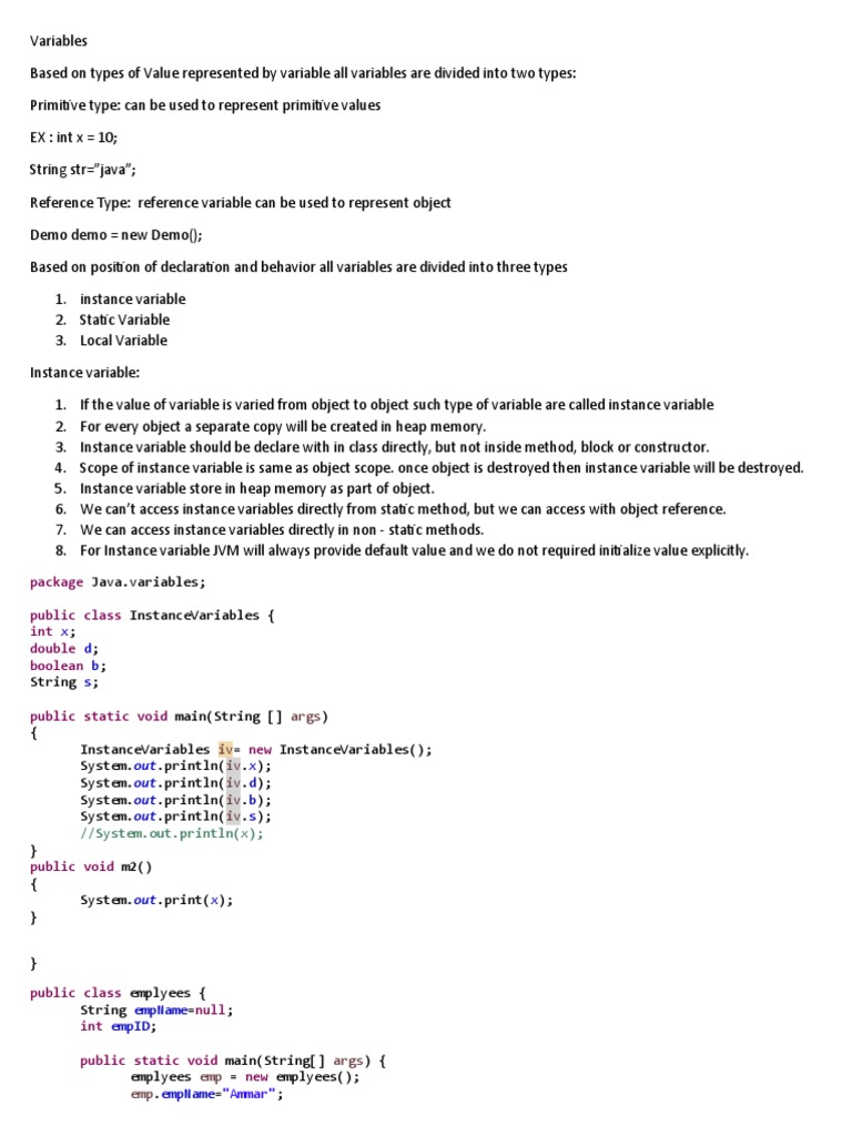 Class Variables Pdf Variable Computer Science Method