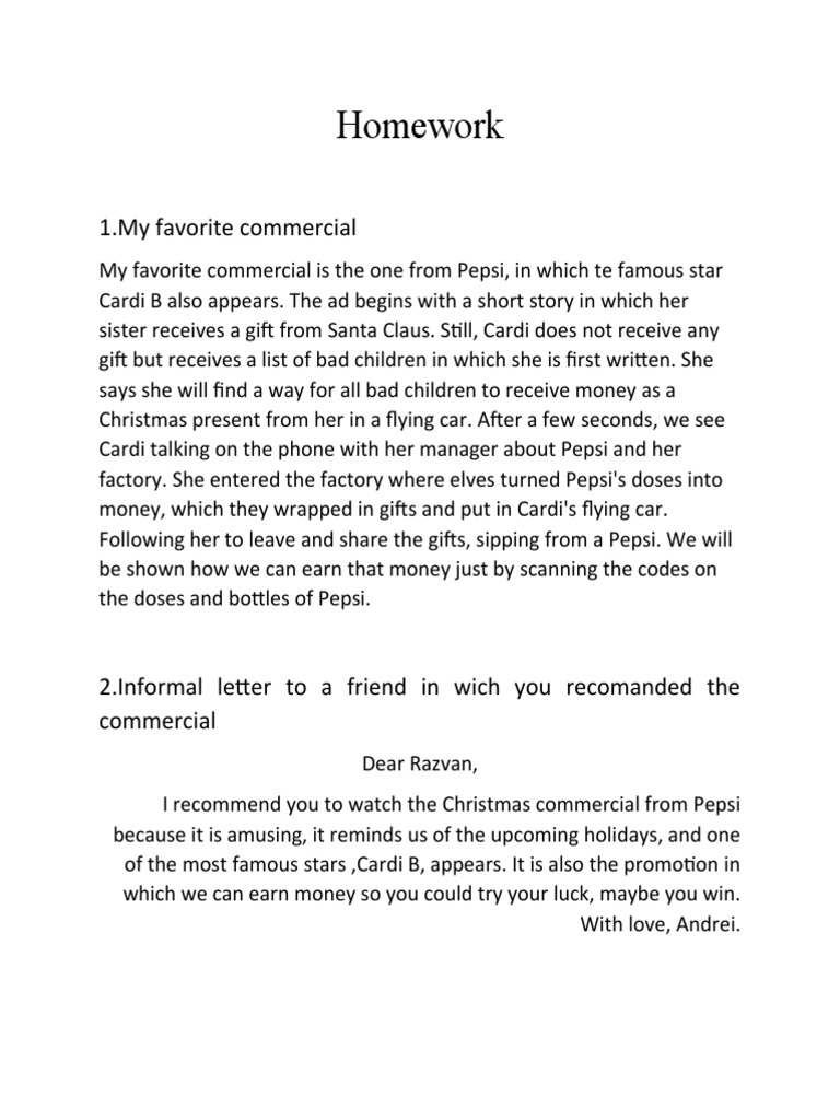 Homework: 1.my Favorite Commercial | PDF