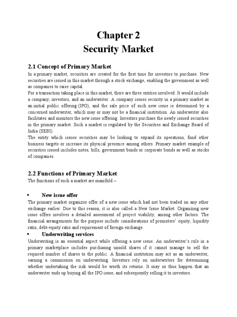 Security Market: 2.1 Concept of Primary Market | Download Free PDF ...