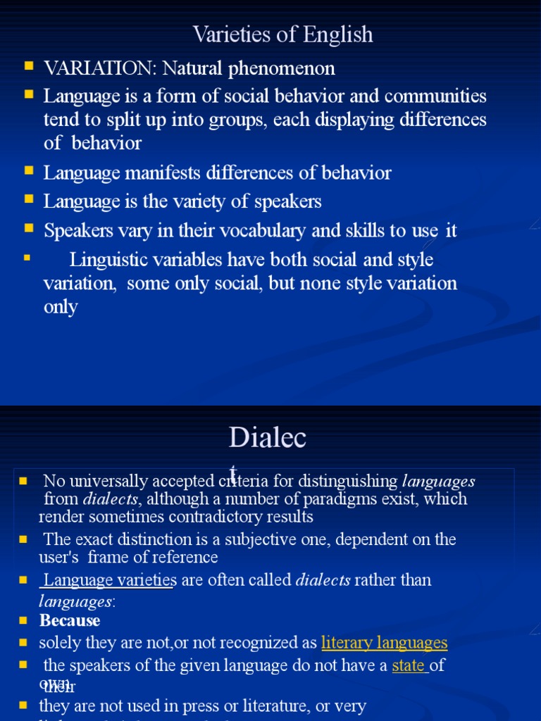 Understanding English Language Varieties | PDF | Dialect | Slang