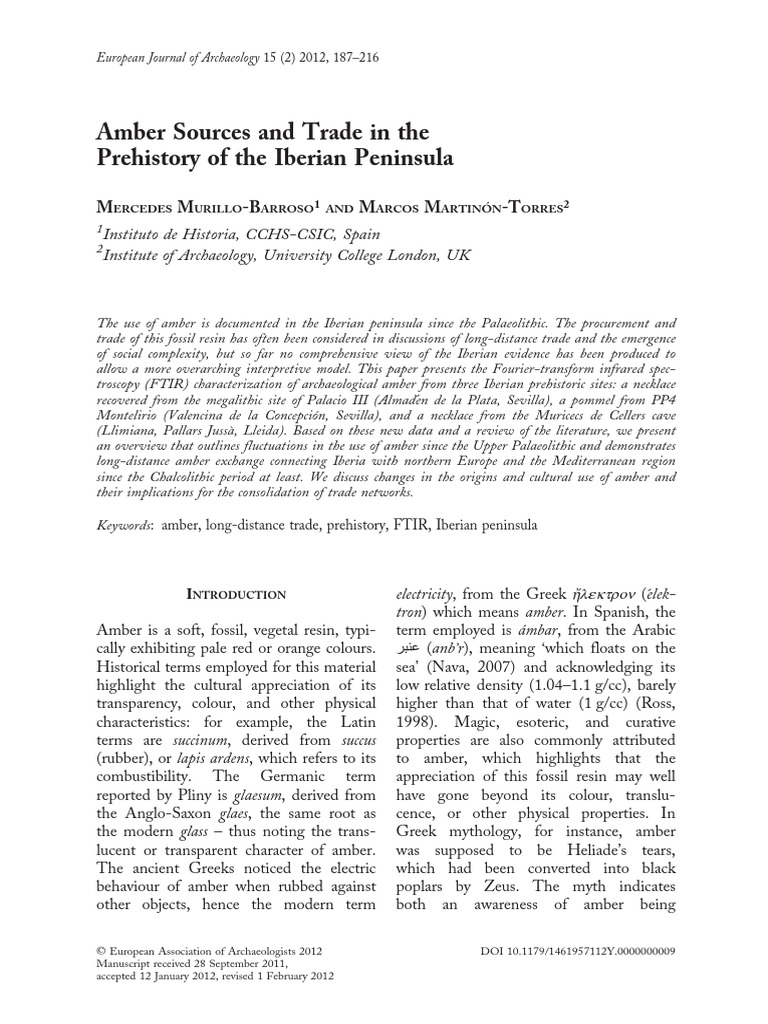 Amber Sources and Trade in The Prehistor PDF | PDF | Amber | Archaeology