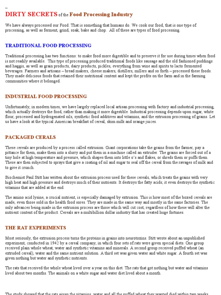 Food Processing: Secrets Revealed | PDF | Trans Fat | Milk