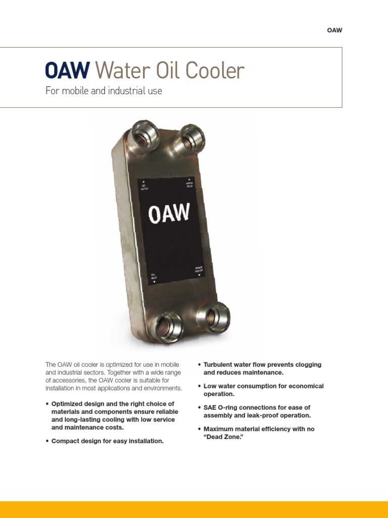 OAW Water Oil Cooler Overview | PDF | Flow Measurement | Horsepower