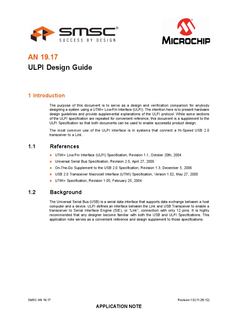 ULPI Design Guide: 1.1 References | PDF | Usb | System On A Chip