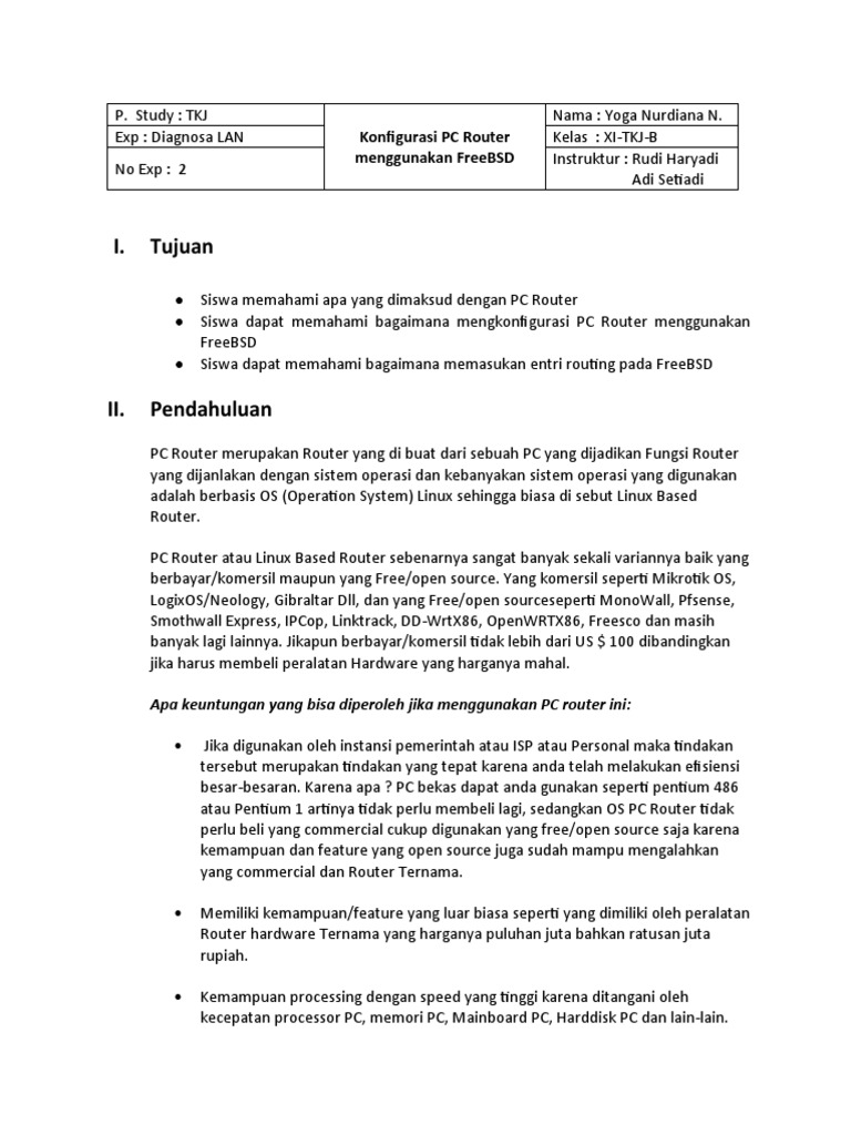 Konfigurasi PC Router (FreeBSD) | PDF | Teknologi & Rekayasa