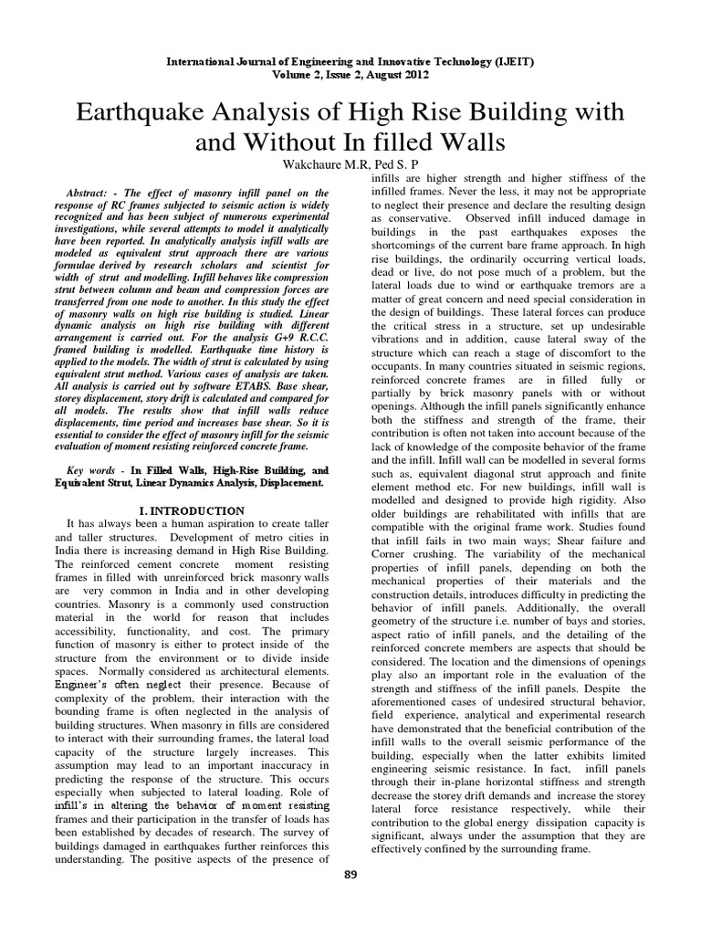 Earthquake Analysis of High Rise Building With and Without in Filled ...