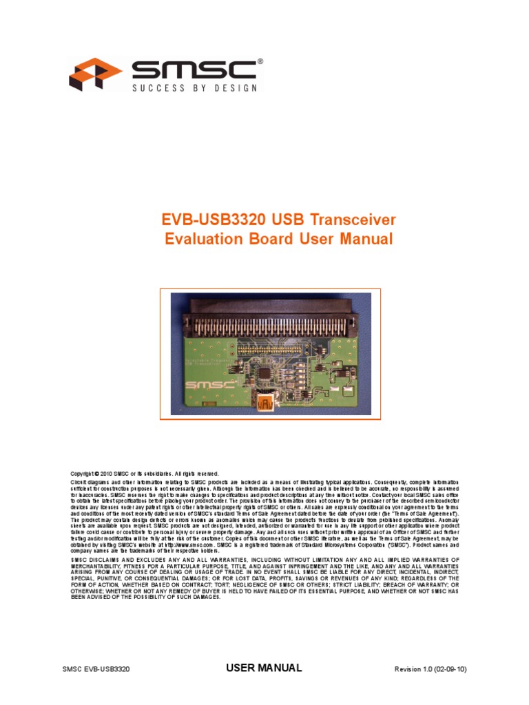 EVB-USB3320 USB Transceiver Evaluation Board User Manual | Download ...