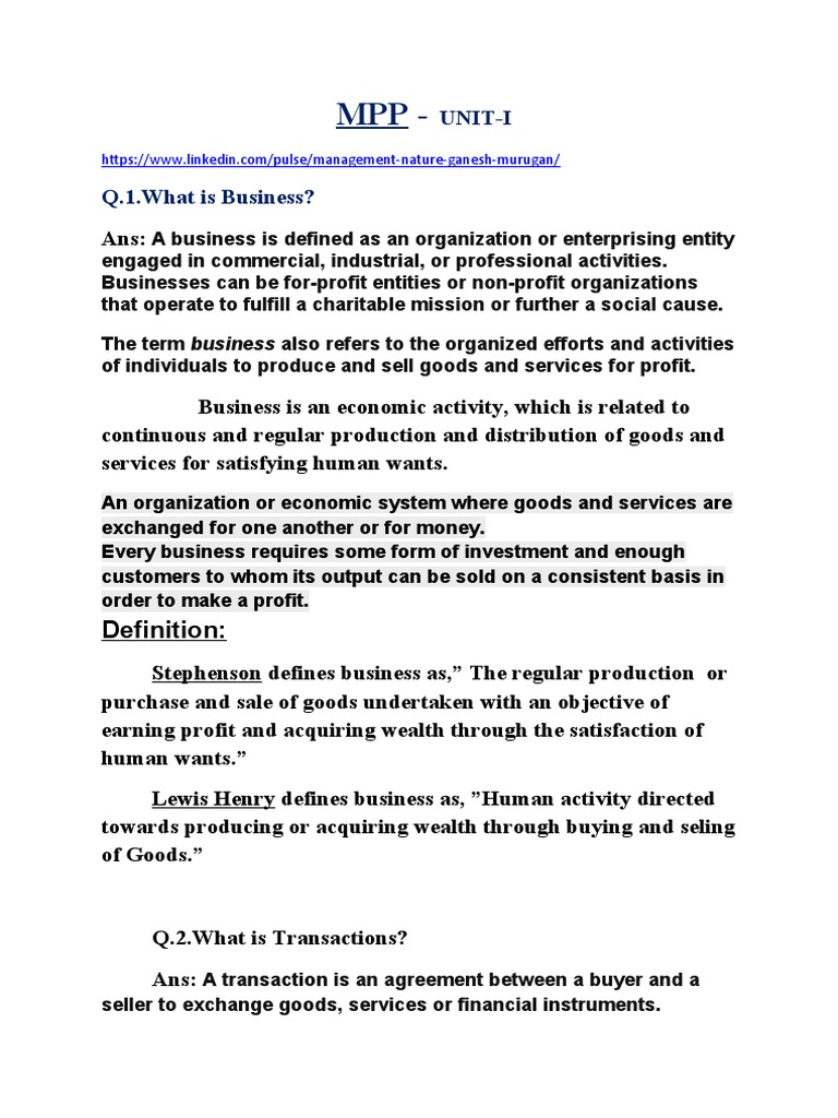 MPP Unit 1 | PDF | Economics | Financial Transaction
