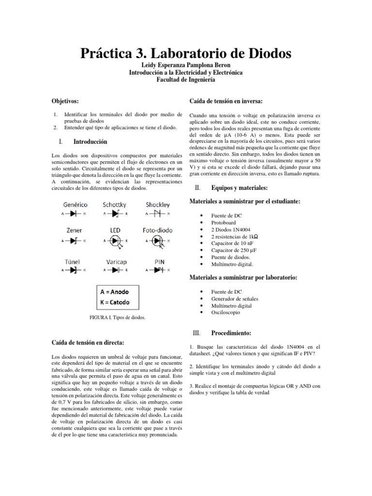 Guía 3 Lab Diodos PDF | PDF | Diodo | Rectificador