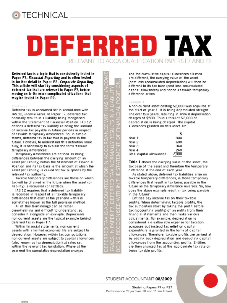 Deferred Tax ACCA Article | PDF