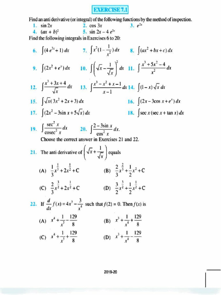 Integration Ncert Exercise 1 | PDF