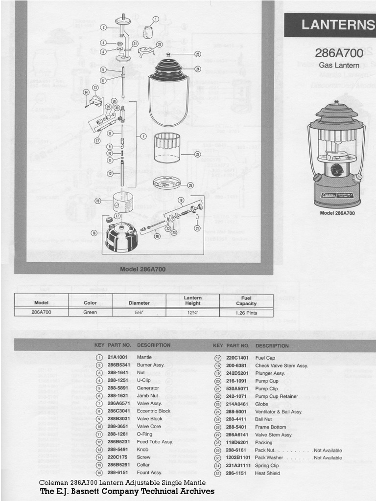 Coleman Lantern Parts Guide | PDF | Valve | Hydraulics