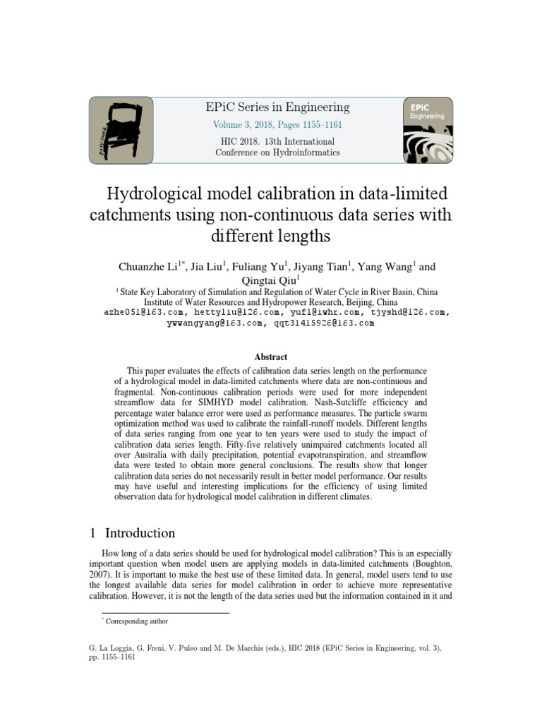 Hydrological Model Calibration in Data-Limited Catchments Using Non ...