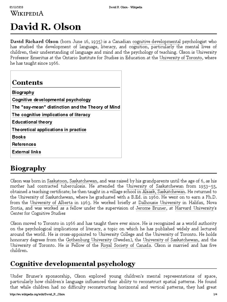 David R Olson Pdf Cognition Learning