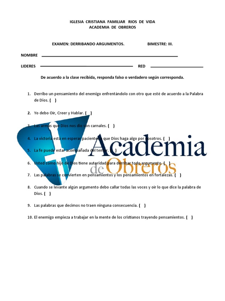 Examen - Derribando Argumentos | PDF