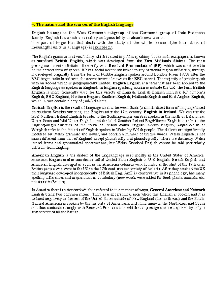 7.the Nature of English Lexicon | PDF | English Language | Dialect