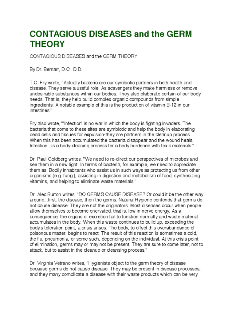 CONTAGIOUS DISEASES and The GERM THEORY | PDF | Pathogen | Infection