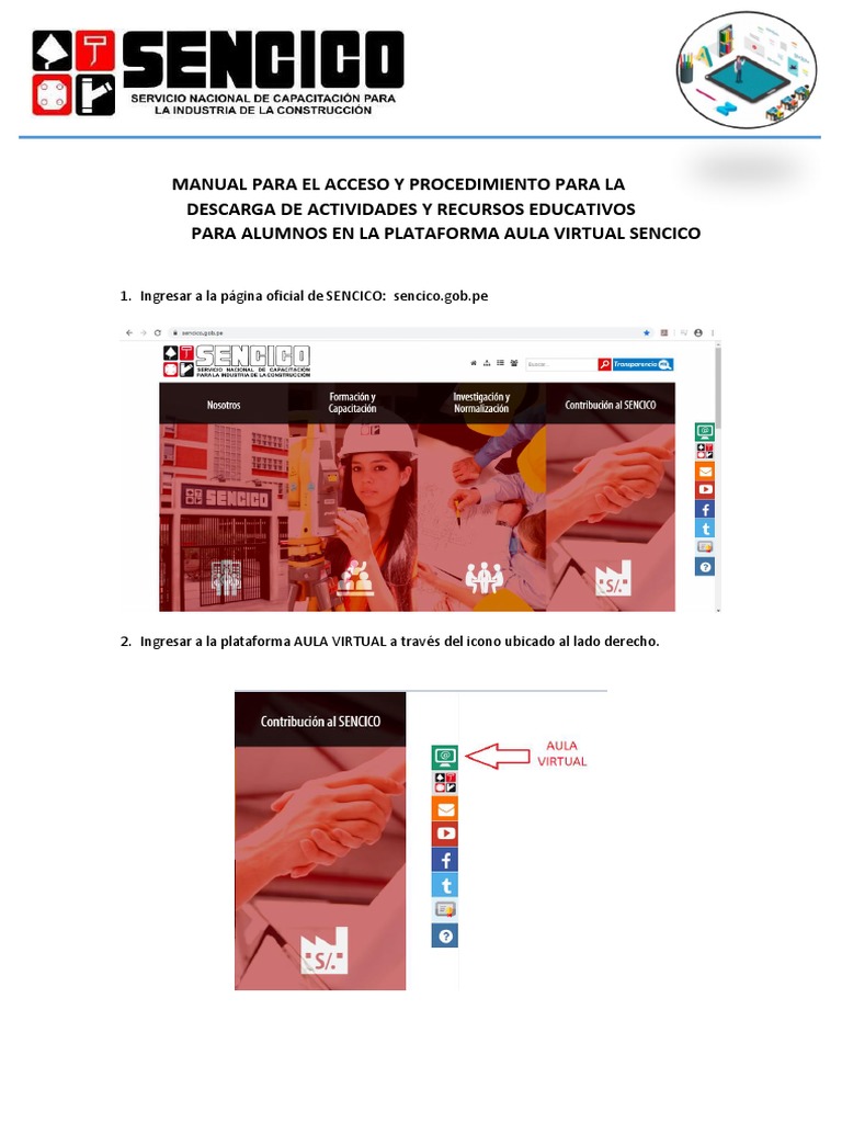 Manual Aula Virtual Sencico PDF | PDF