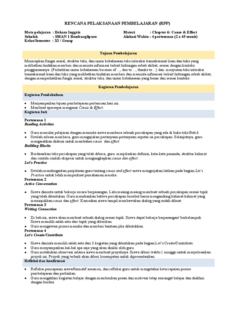 RPP CHAPTER 6 Cause - Effect OK | PDF