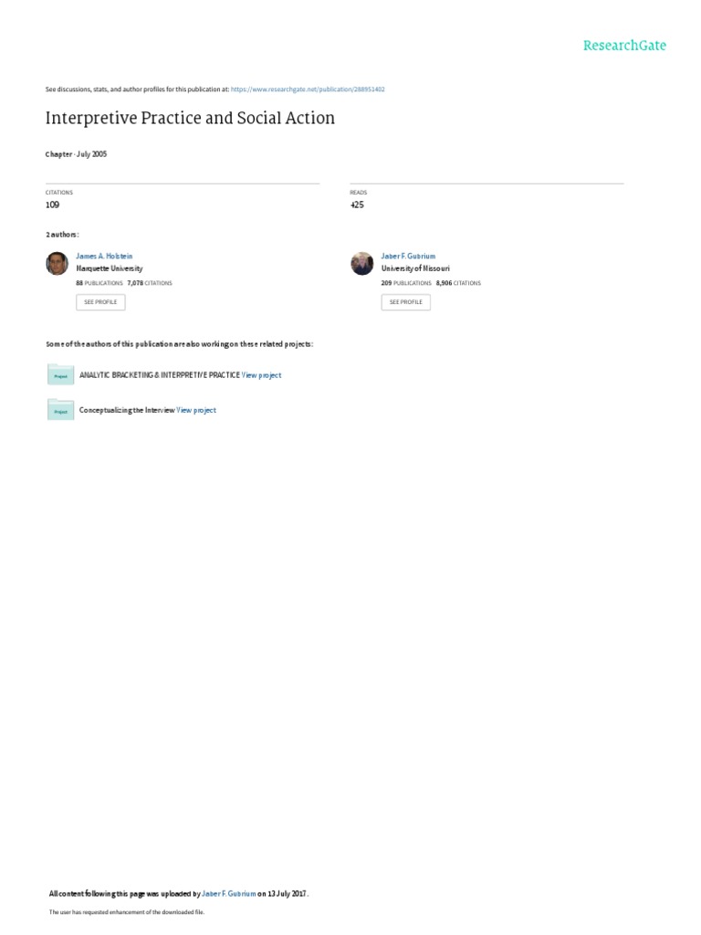 Interpretive Practice and Social Action: July 2005 | PDF