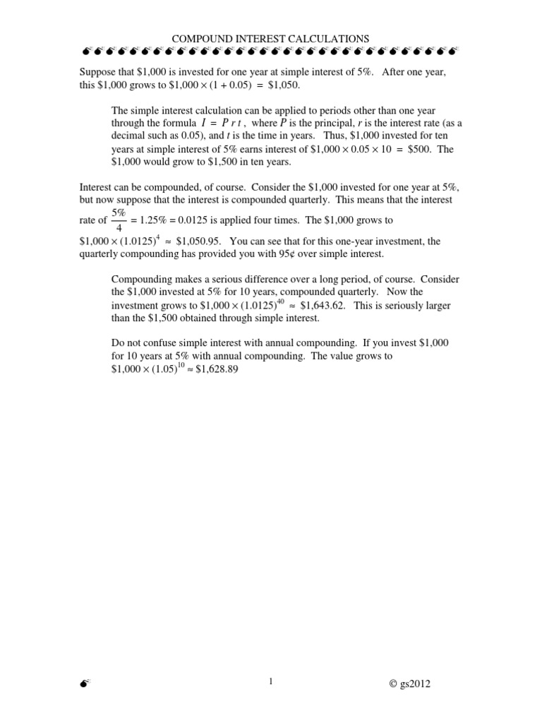 CheatSheet Interest Calculation PDF | PDF | Compound Interest | Interest