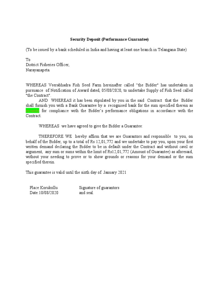 Bank Guarantee Format | PDF