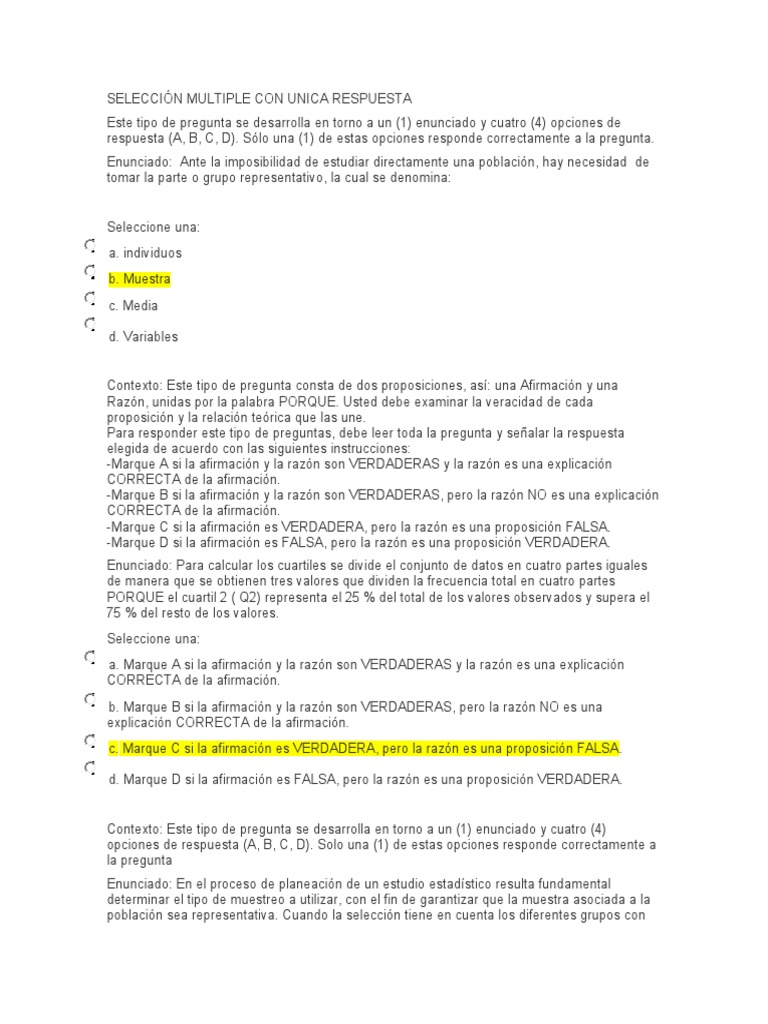 Evaluación de Selección Múltiple | PDF | Muestreo (Estadísticas ...