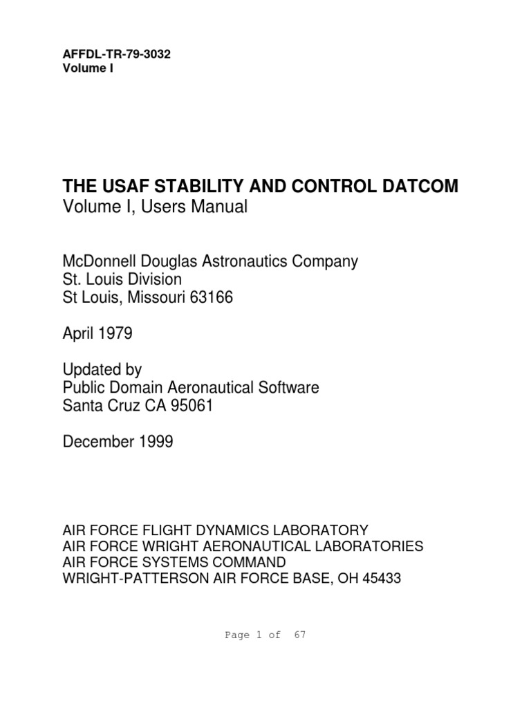 Digital Datcom Users Manual 1.2 | PDF