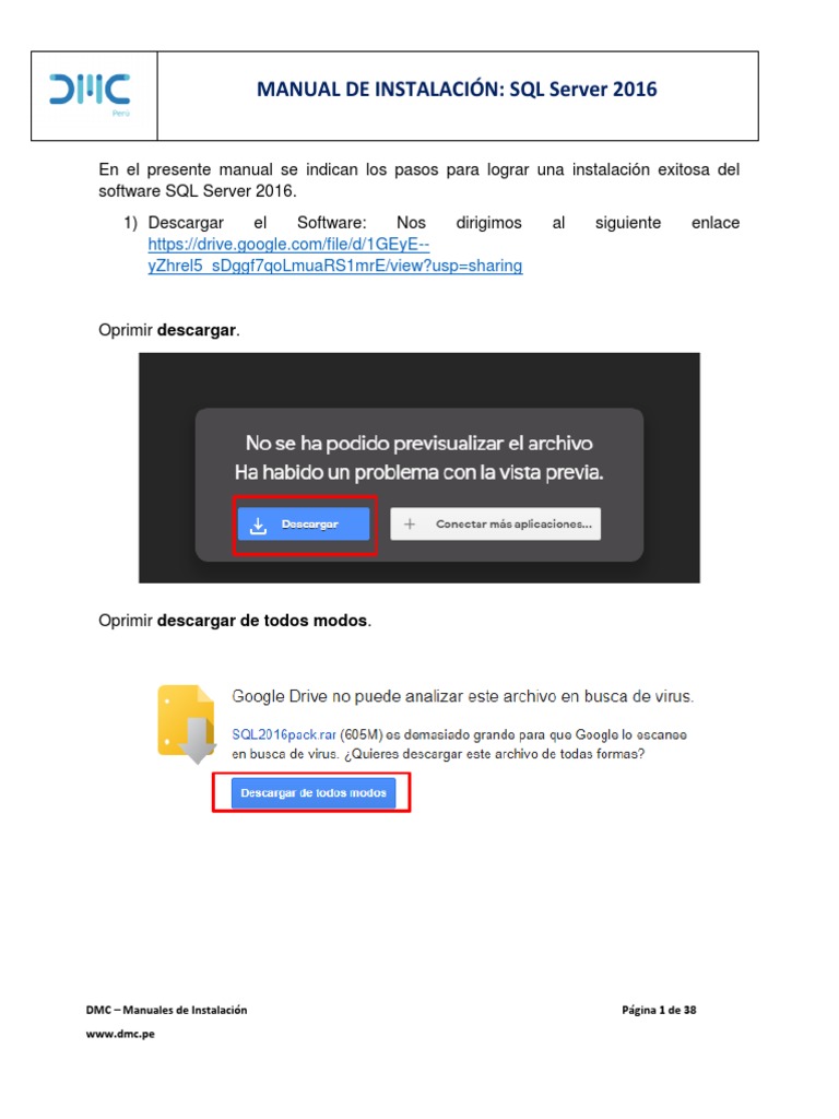 Manual de Instalación SQL Server 2016 | PDF | Servidor SQL de Microsoft | Bases de datos