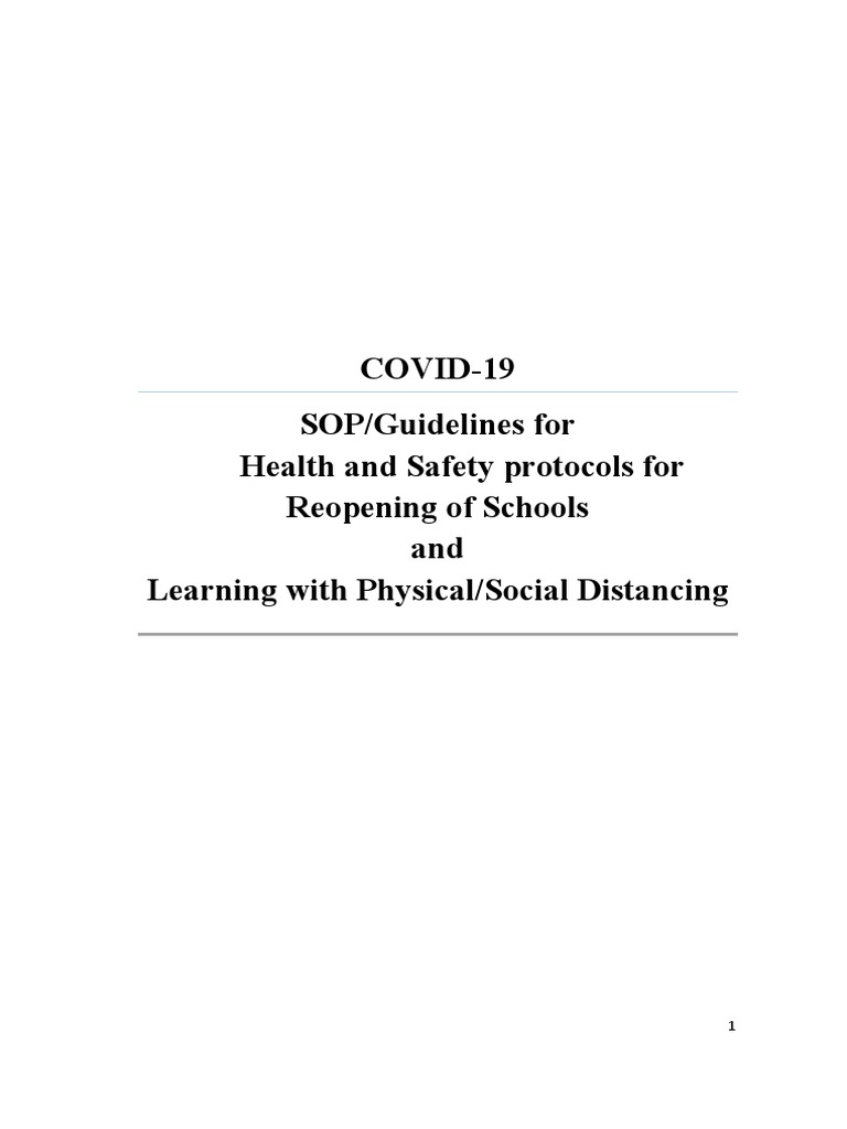 COVID-19 SOP/Guidelines For Health and Safety Protocols For Reopening ...