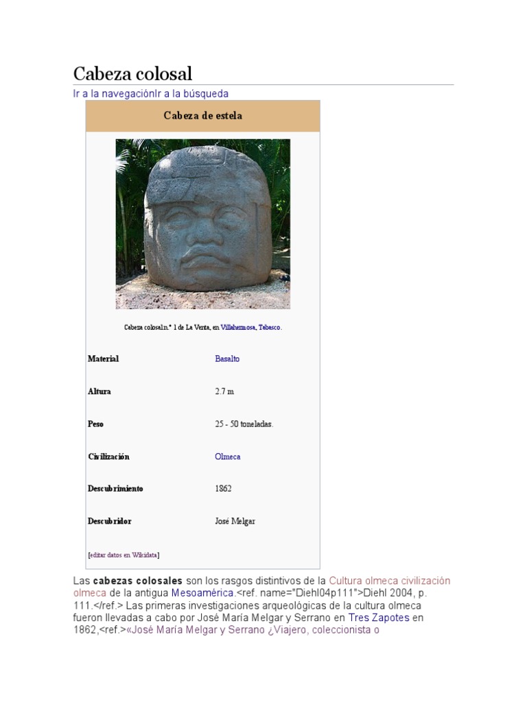 Cabeza Colosal | PDF | Mesoamérica | Cultura de las Americas