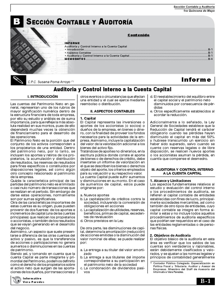 Tema 5 .1.auditoria y Control Interno A La Cuenta Capital | Descargar gratis PDF | Contabilidad ...