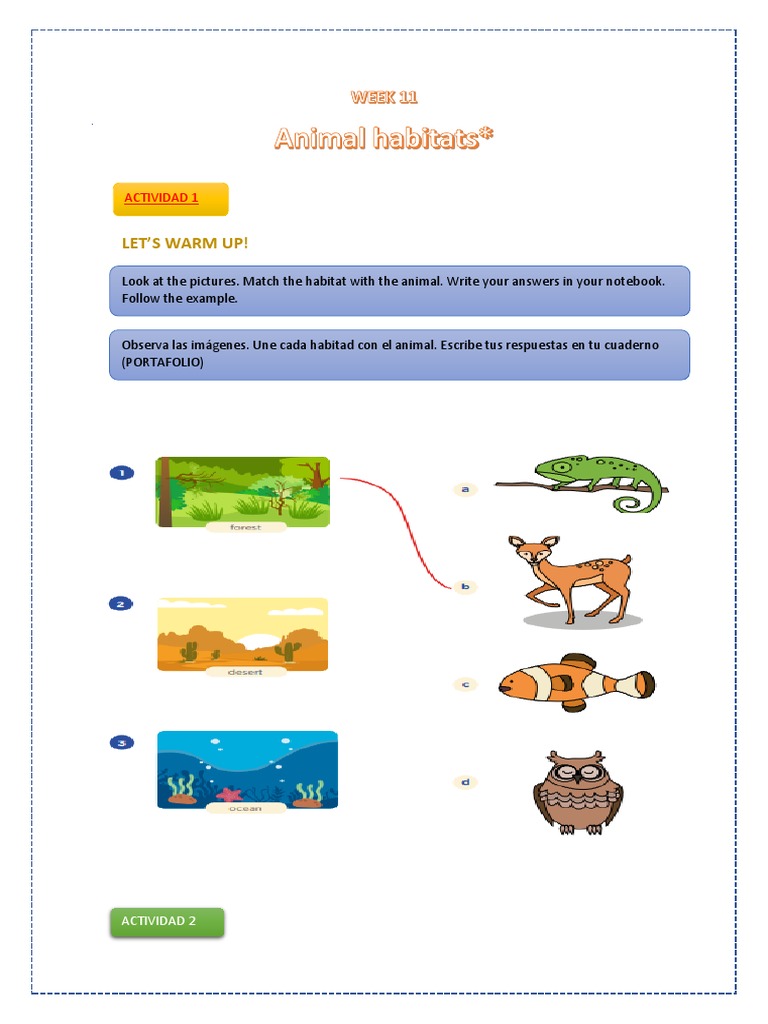 Hábitats de Animales en Inglés | PDF