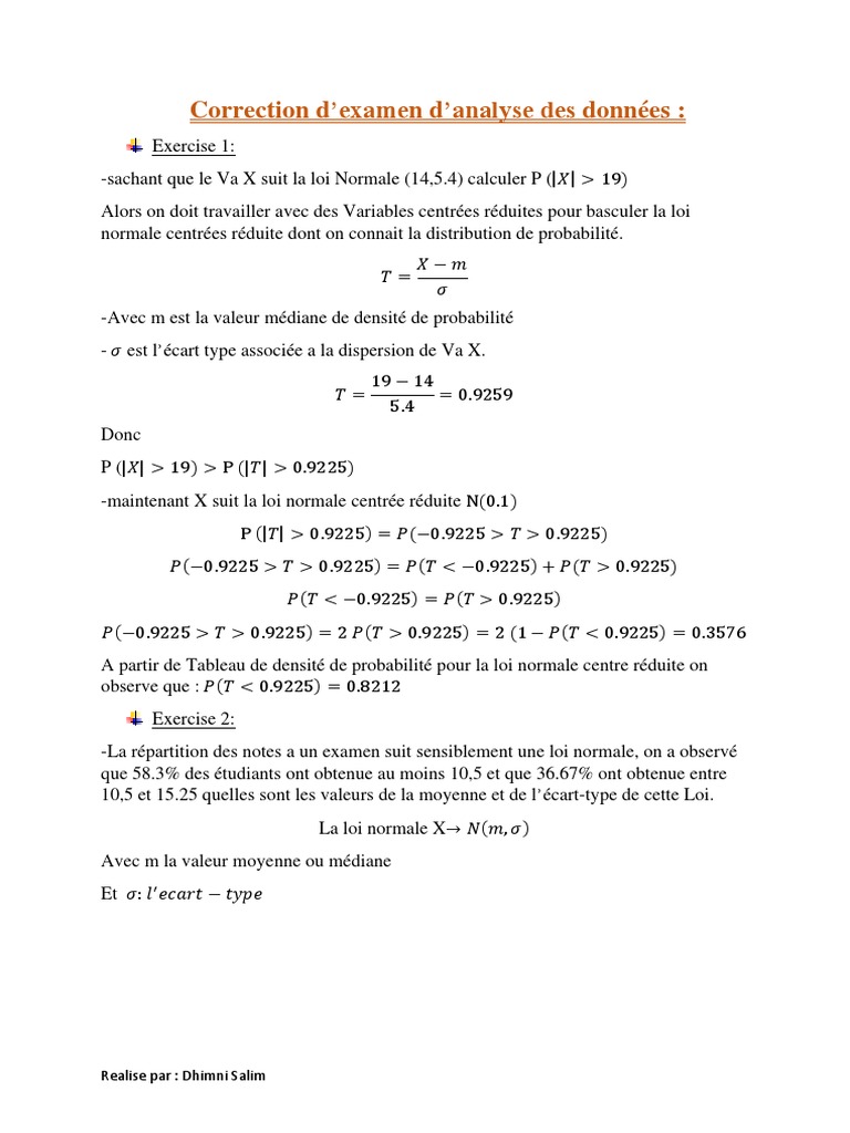 Examen Illousamin | PDF | Ajustement affine | Écart type