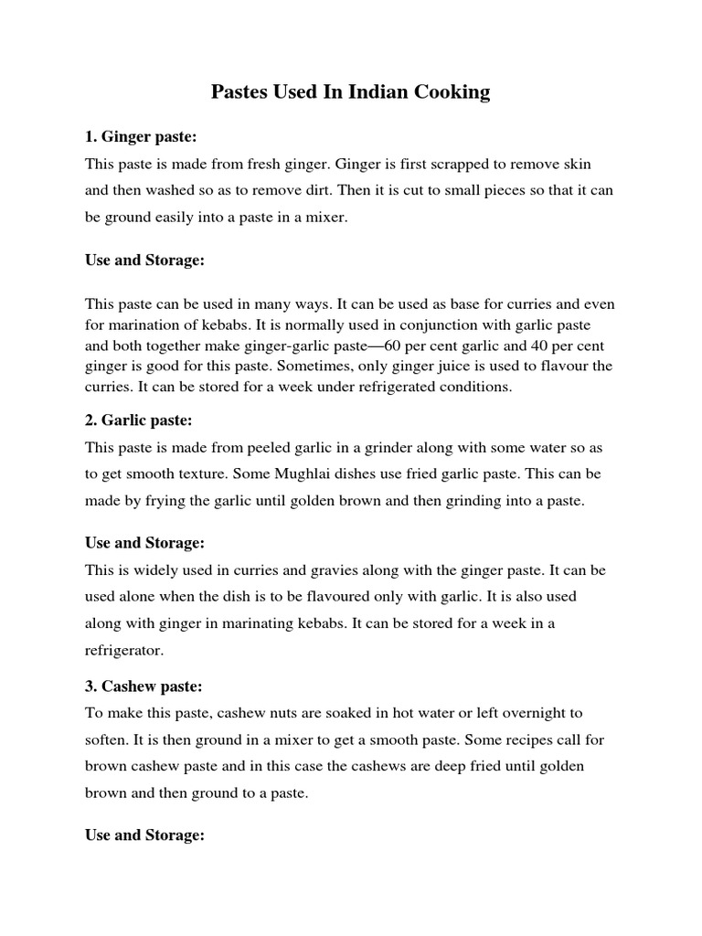 Indian Cooking Pastes Overview | PDF | Curry | Ginger